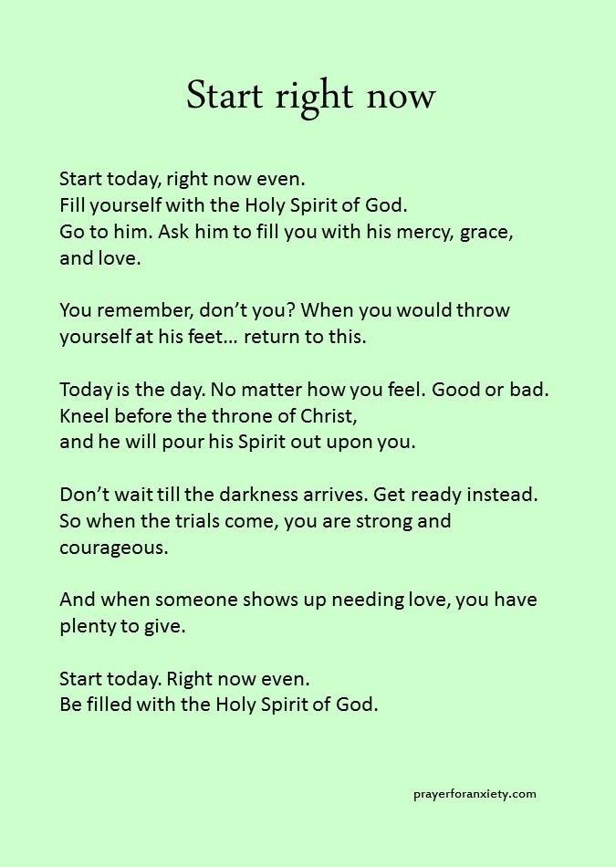 Start right now | Prayer For Anxiety