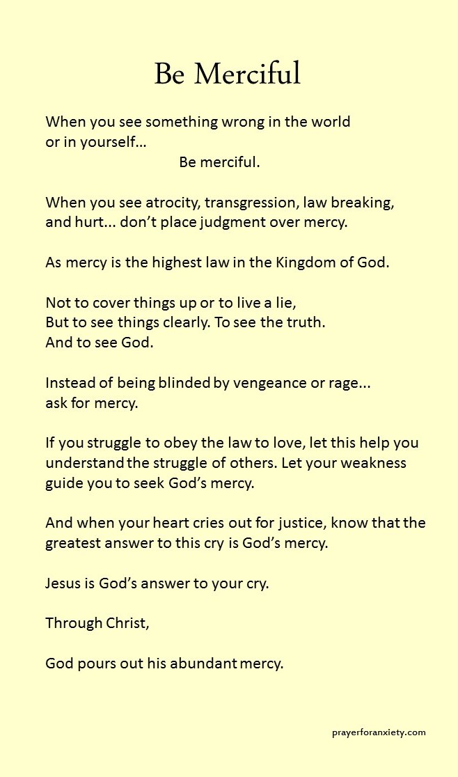 Be Merciful | Prayer For Anxiety