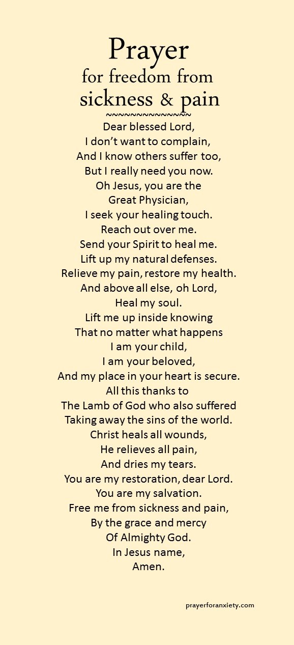 Prayer for freedom from sickness and pain | Prayer For Anxiety