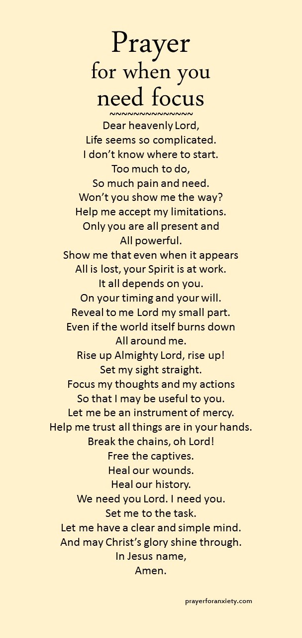 Prayer for when you need focus | Prayer For Anxiety