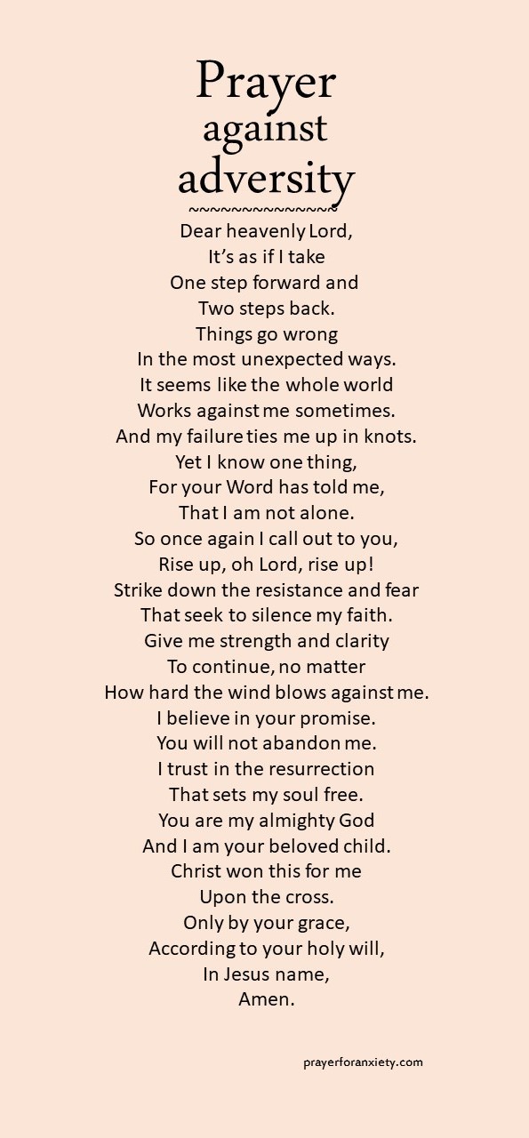 Prayer against adversity | Prayer For Anxiety