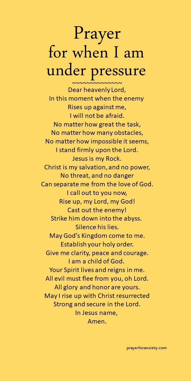 Prayer for when I am under pressure | Prayer For Anxiety