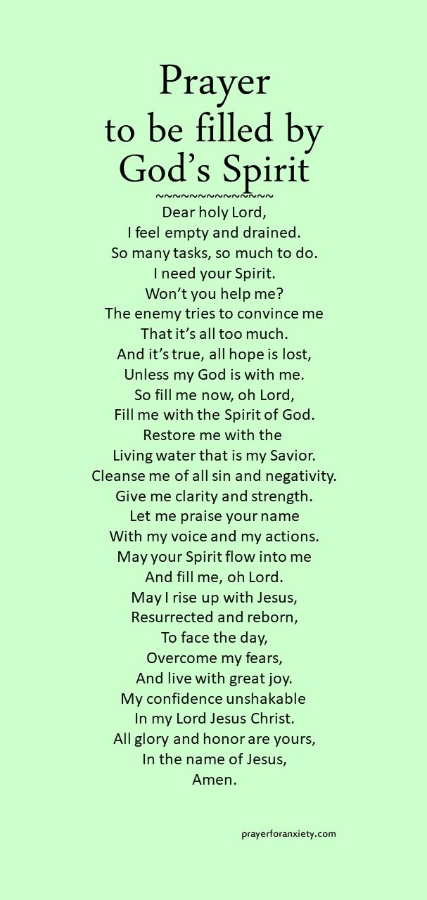 Prayer to filled by God’s Spirit | Prayer For Anxiety