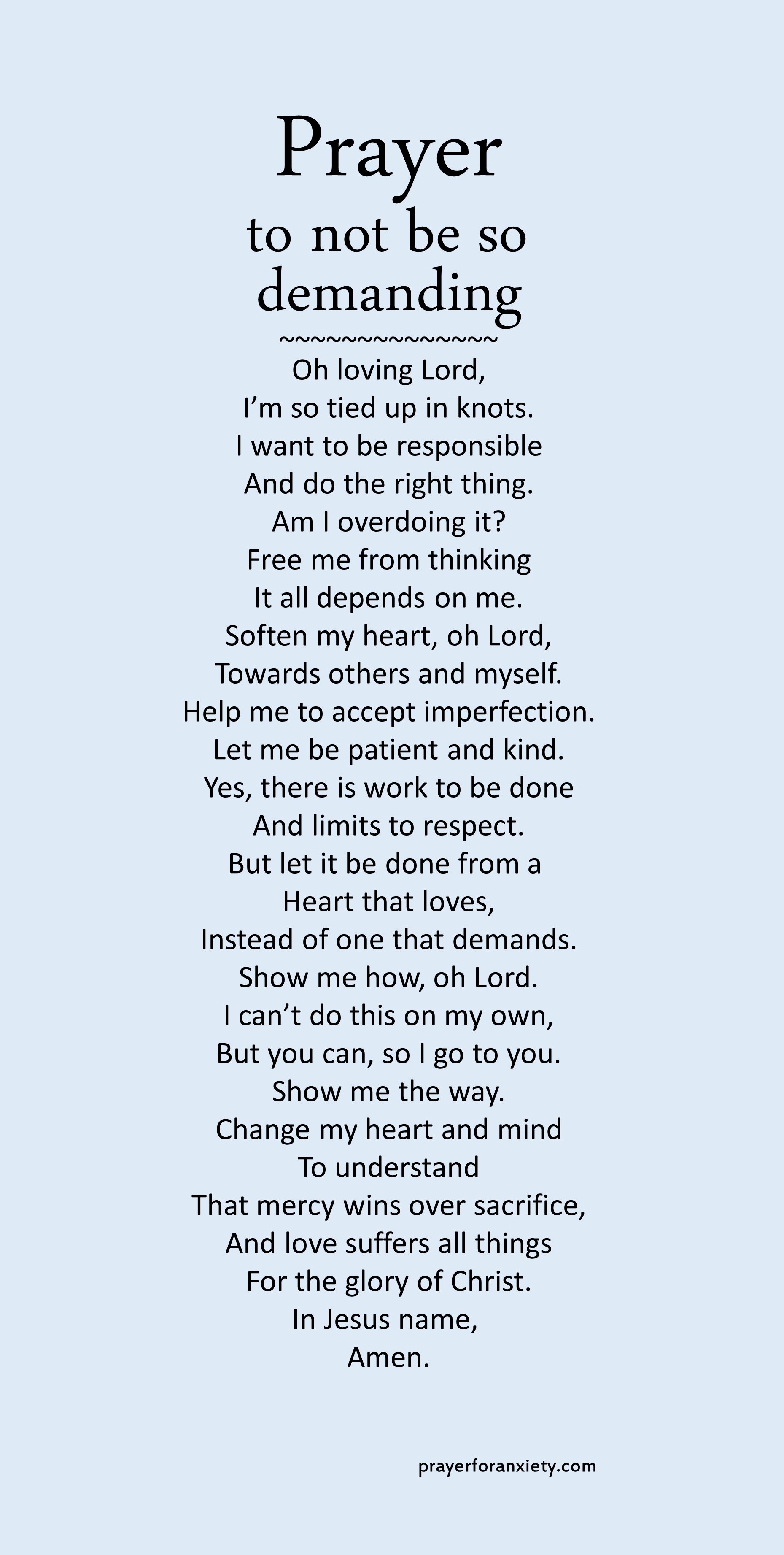 Prayer to not be so demanding | Prayer For Anxiety