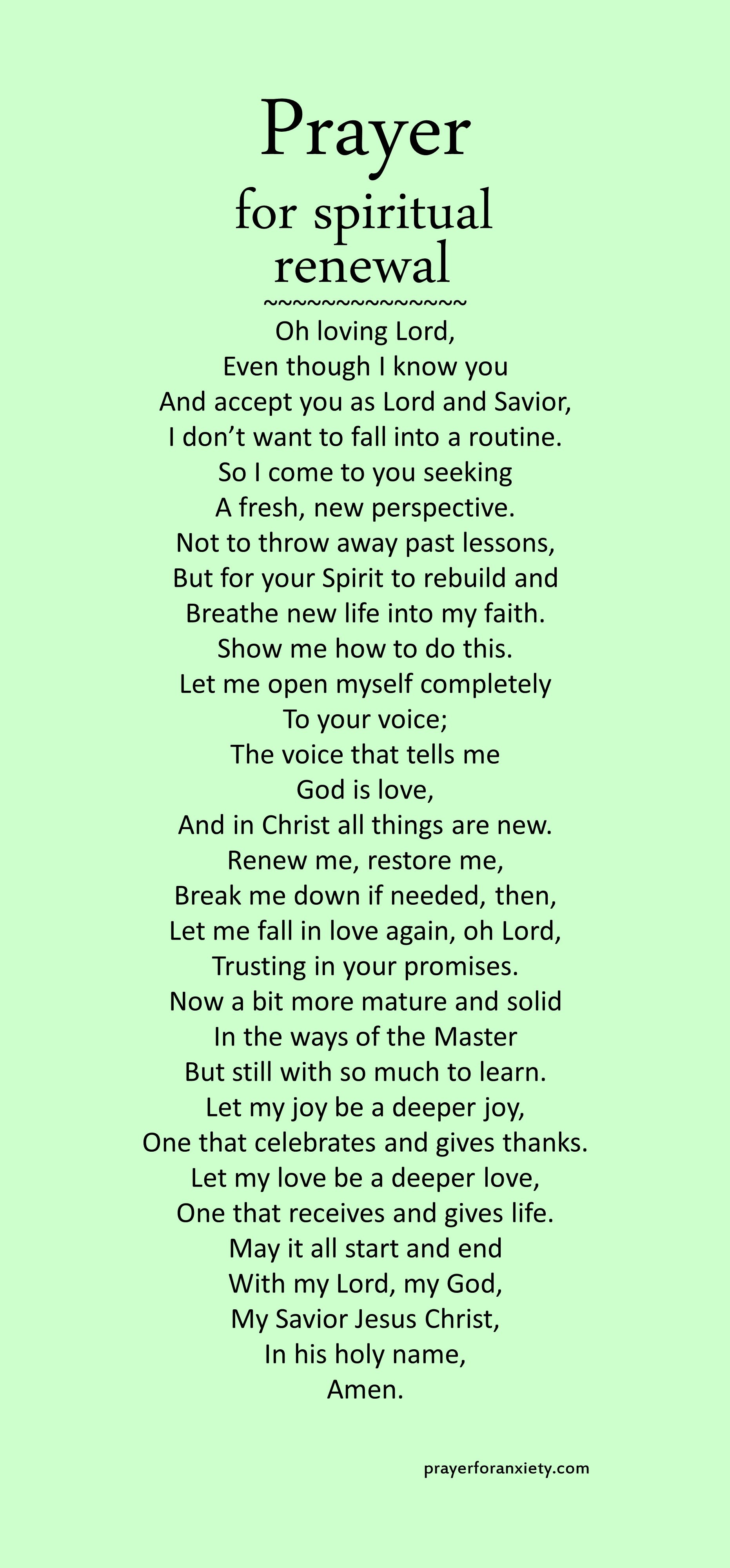 Prayer for spiritual renewal | Prayer For Anxiety