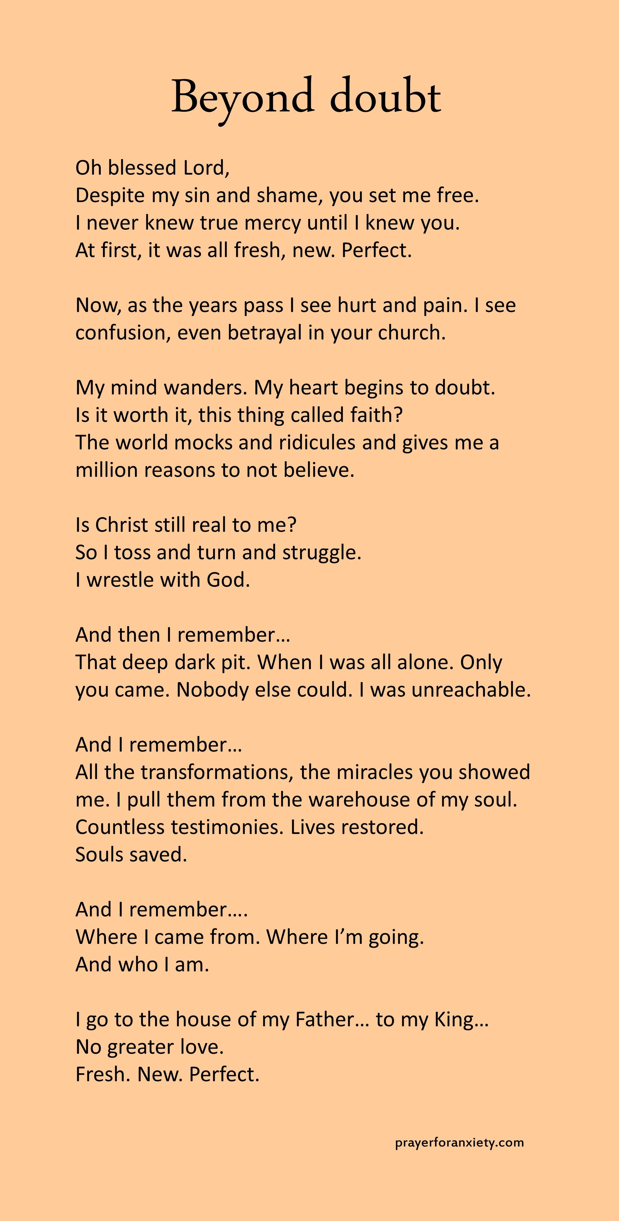 Beyond doubt | Prayer For Anxiety