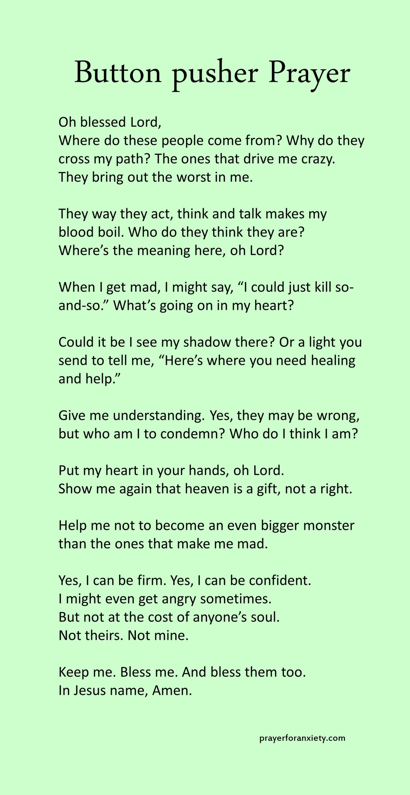 Button pusher prayer | Prayer For Anxiety