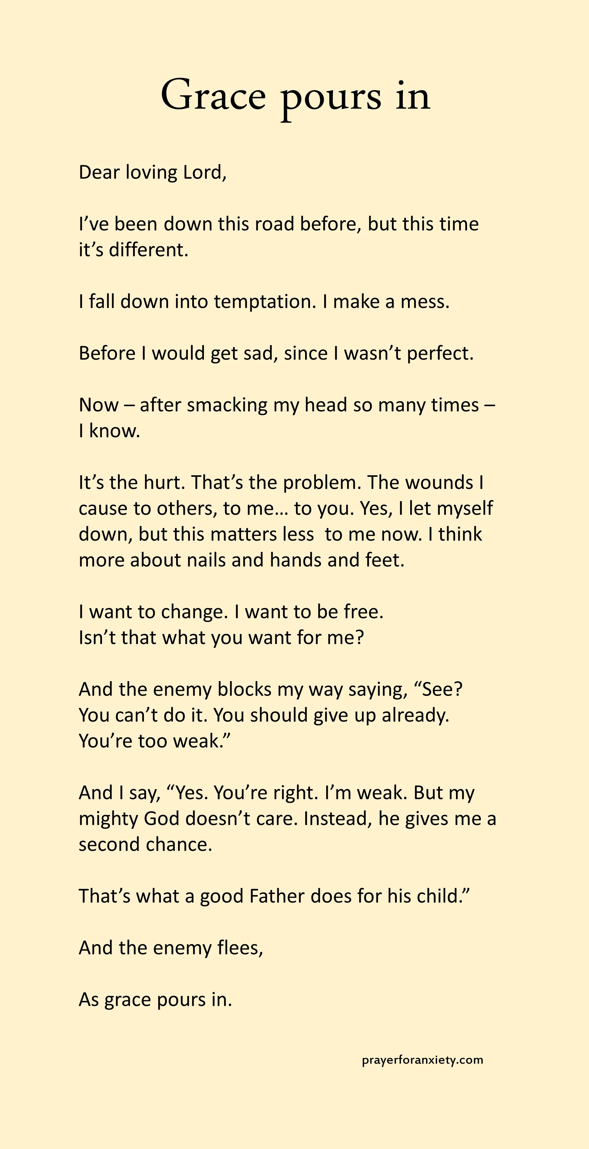 Grace pours in | Prayer For Anxiety