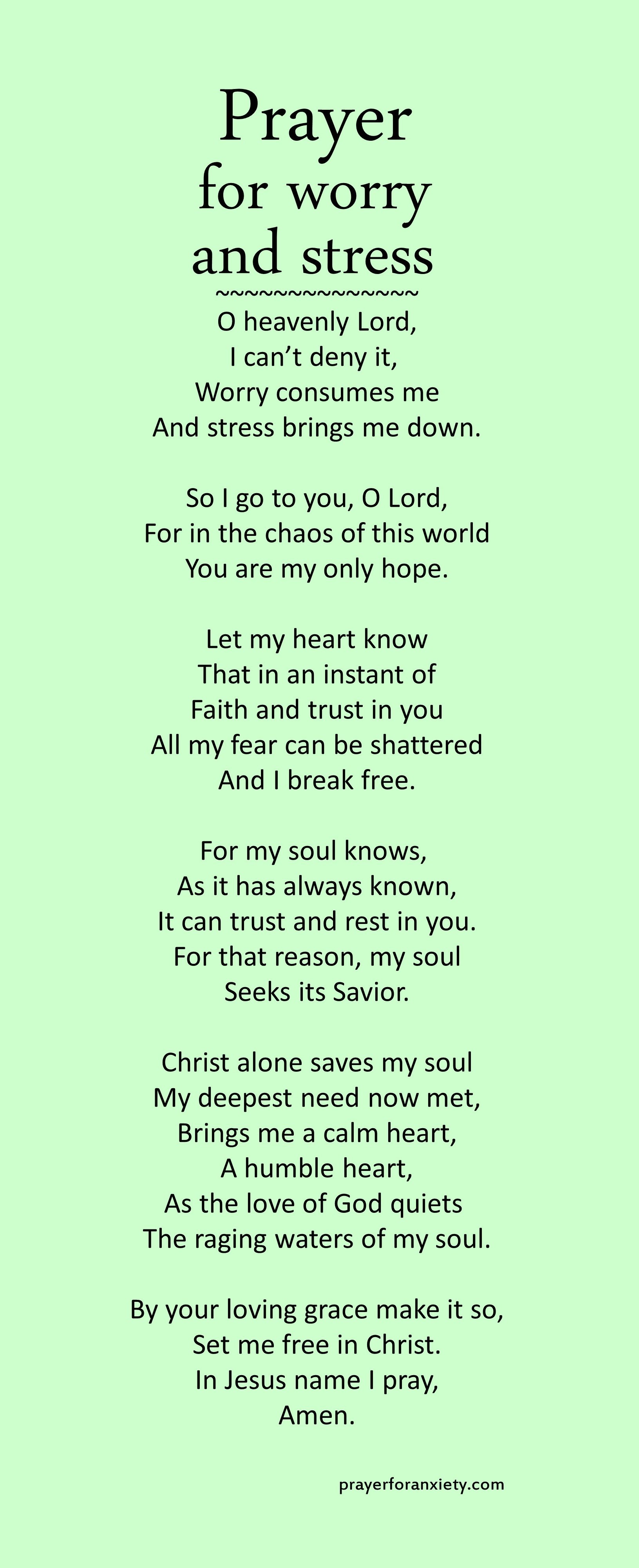 Prayer for worry and stress | Prayer For Anxiety