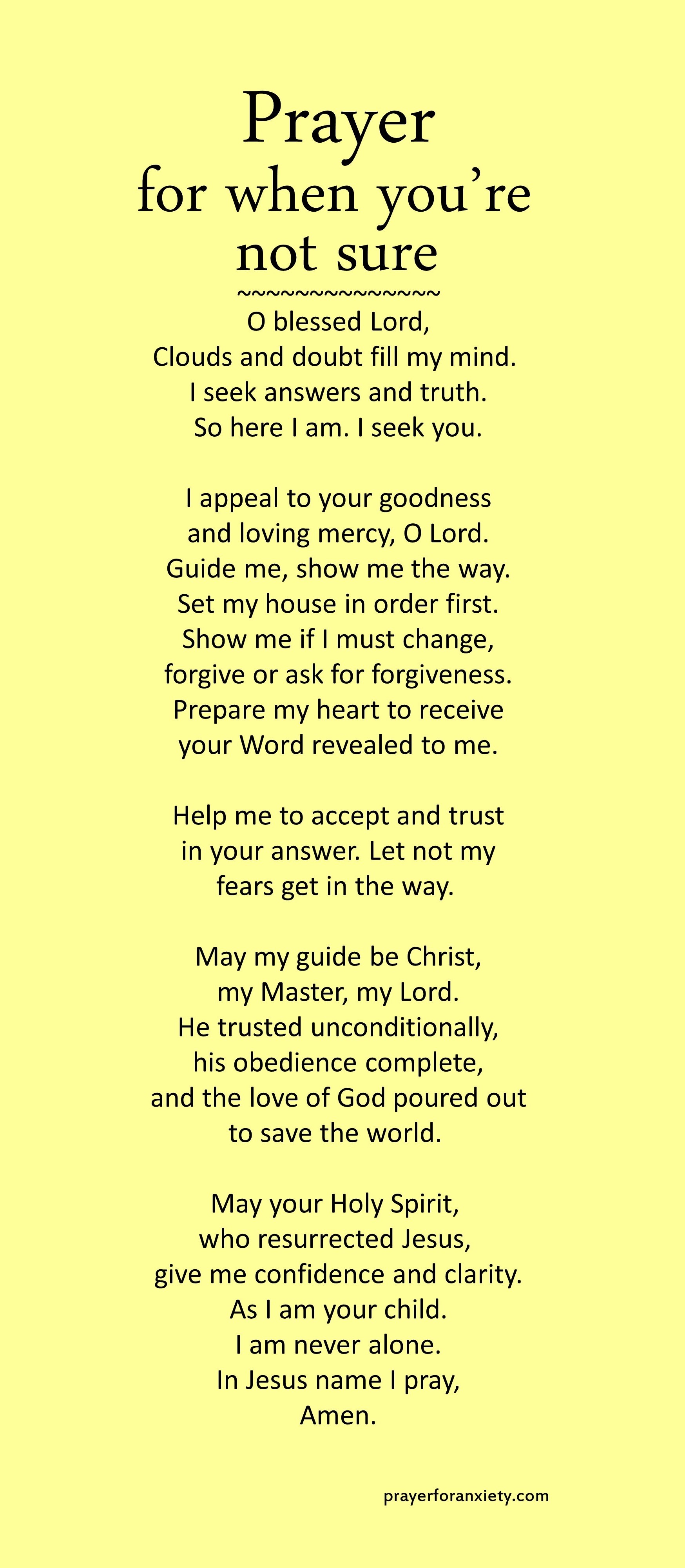 Prayer for when you’re not sure | Prayer For Anxiety