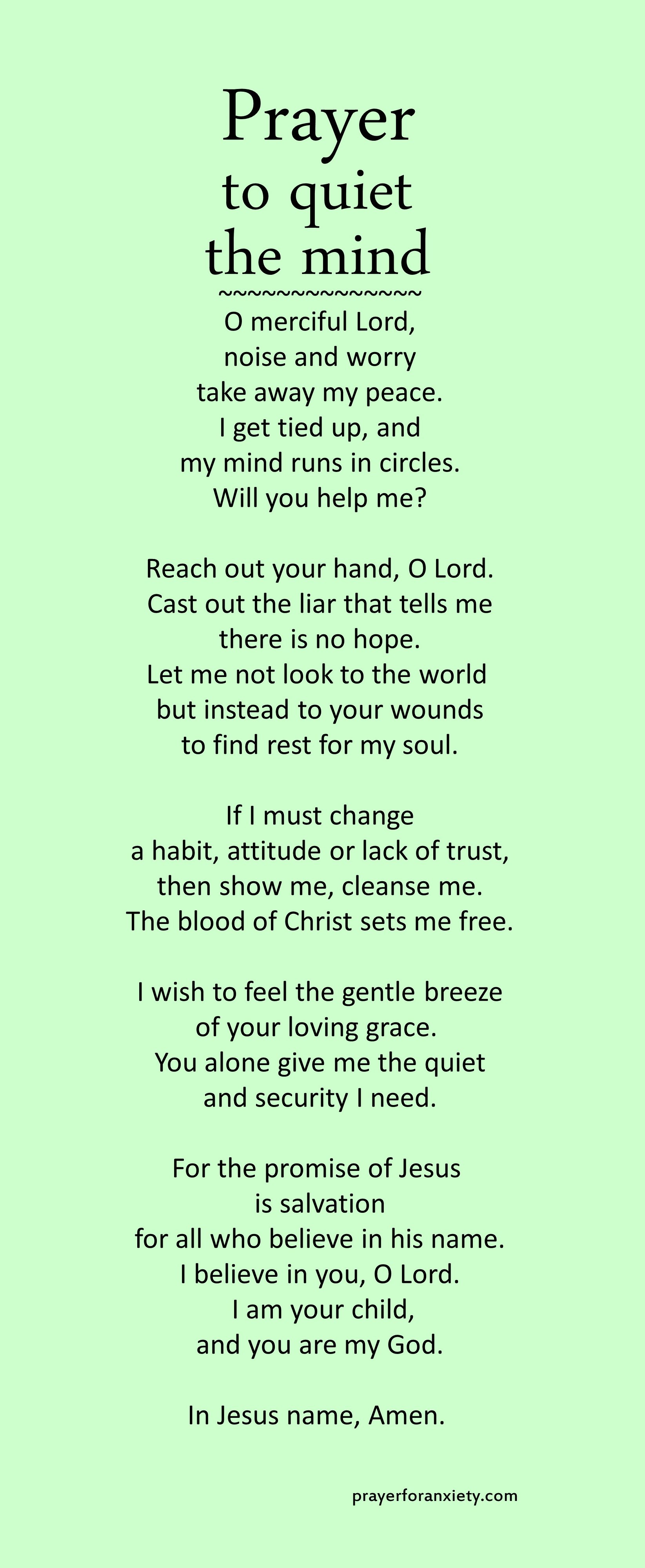 Prayer to quiet the mind | Prayer For Anxiety