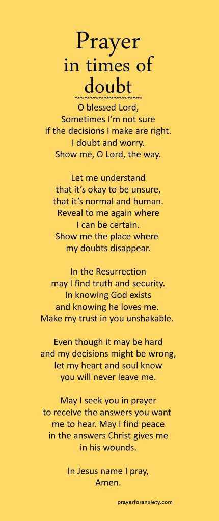 Prayer in times of doubt | Prayer For Anxiety