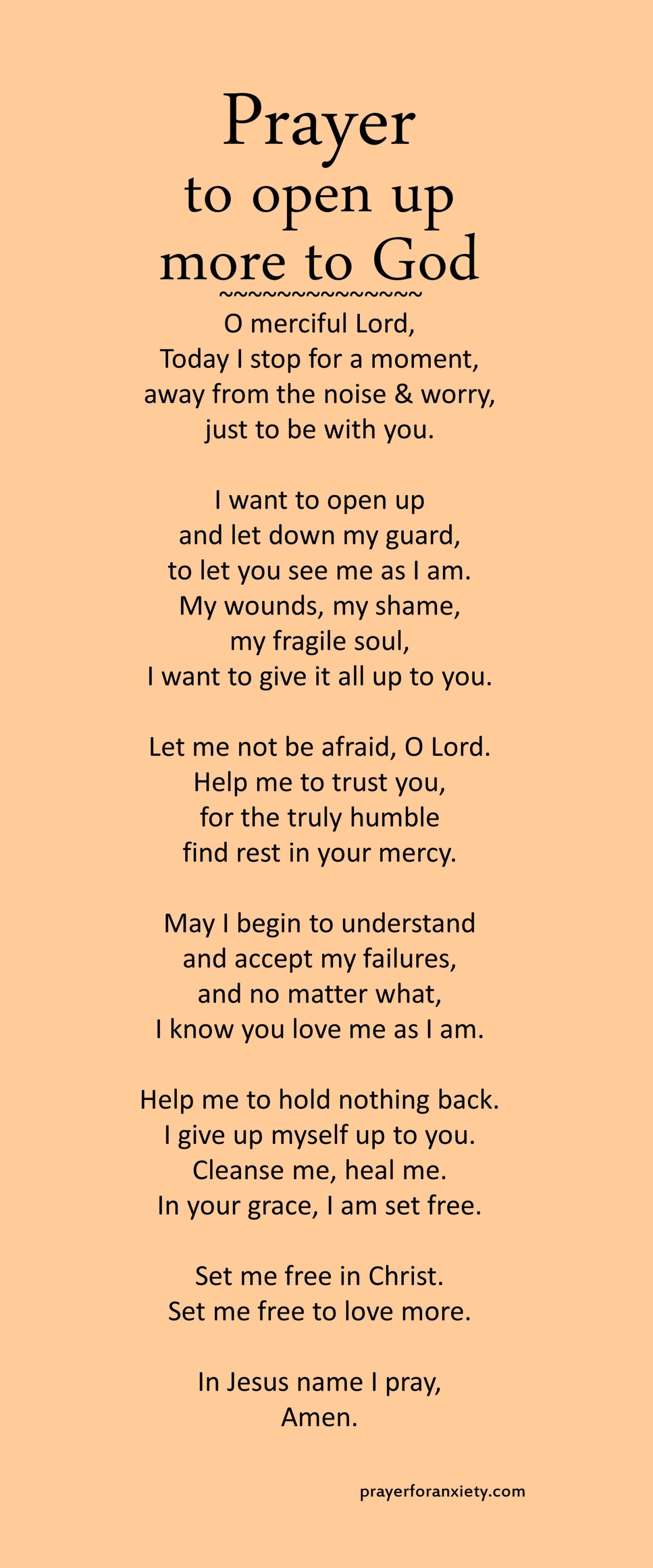 Prayer to to open up more to God | Prayer For Anxiety