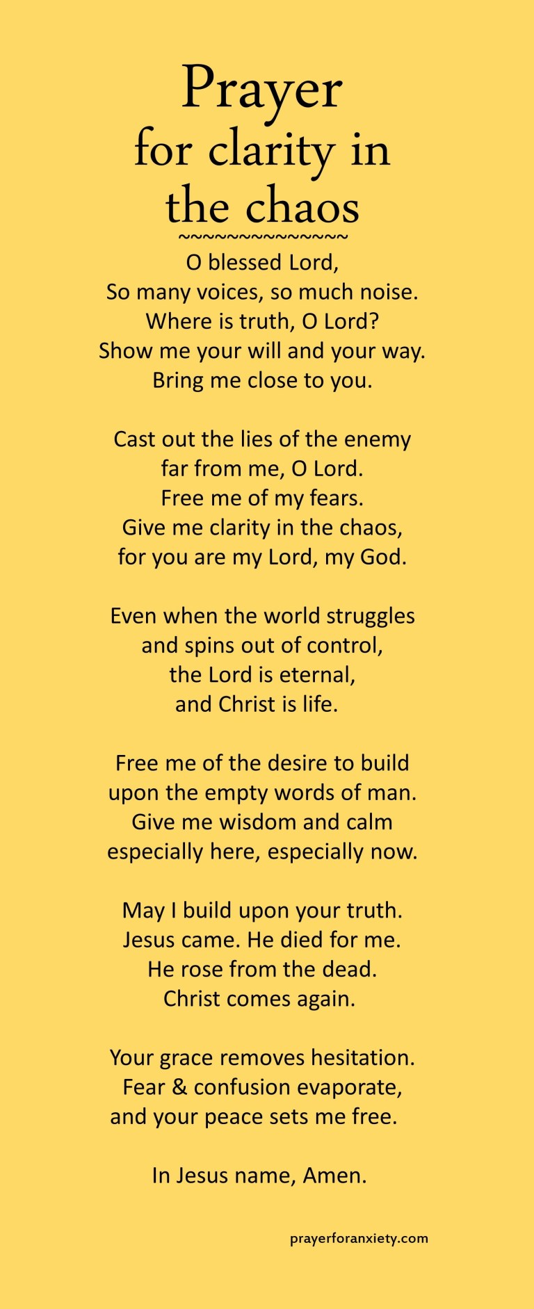 Prayer for clarity in the chaos | Prayer For Anxiety