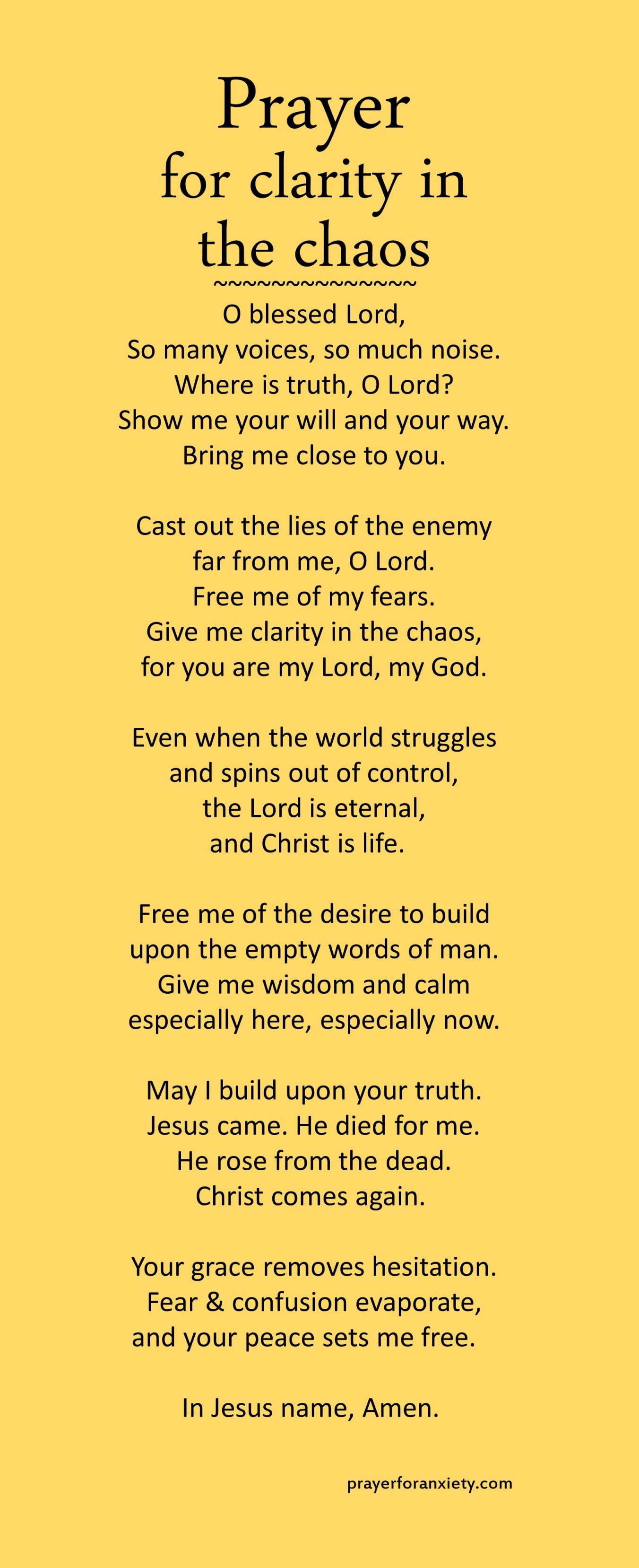 Prayer for clarity in the chaos | Prayer For Anxiety