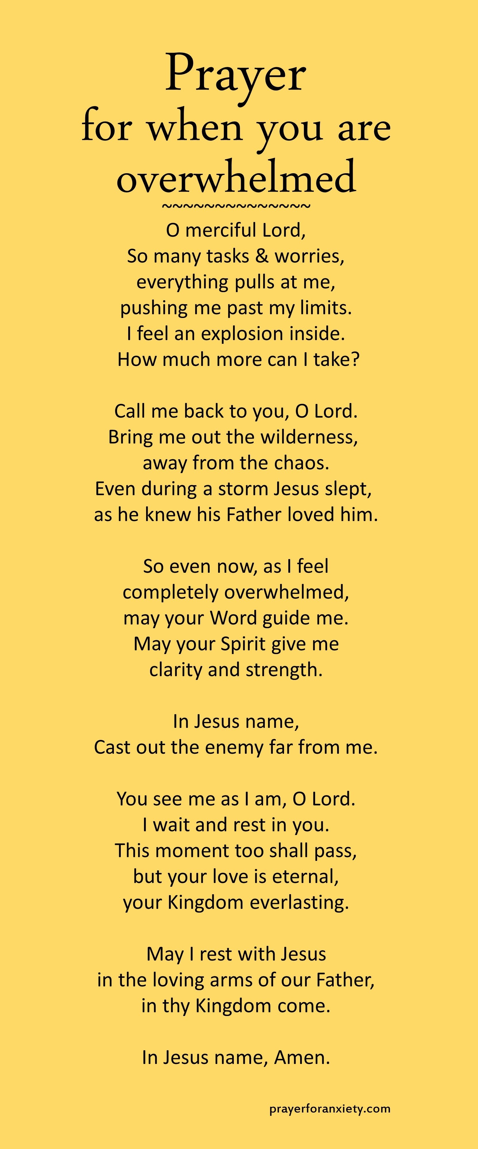 Prayer for when you are overwhelmed | Prayer For Anxiety