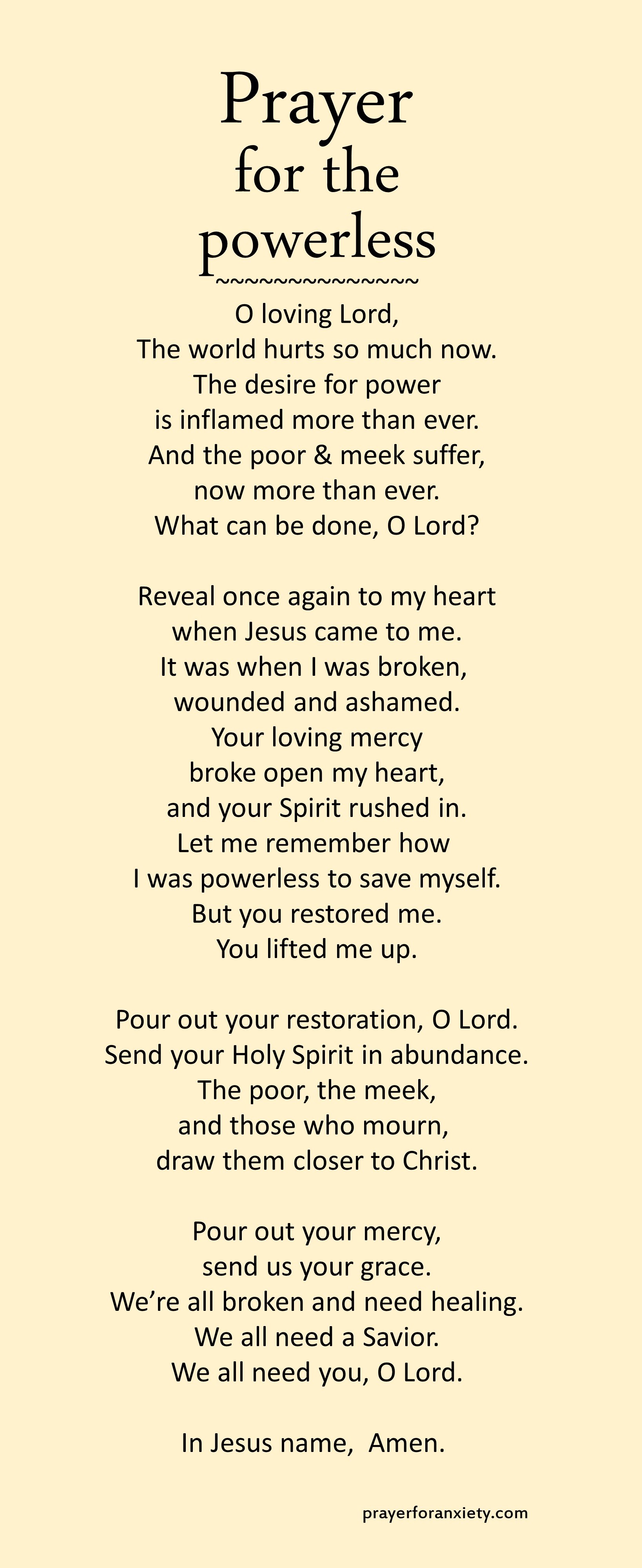 Prayer for the powerless | Prayer For Anxiety