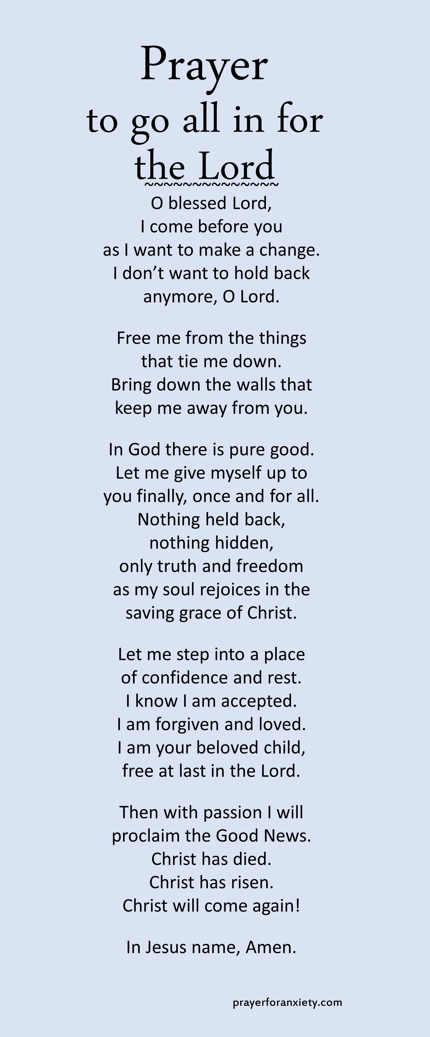 Prayer to go all in for the Lord | Prayer For Anxiety