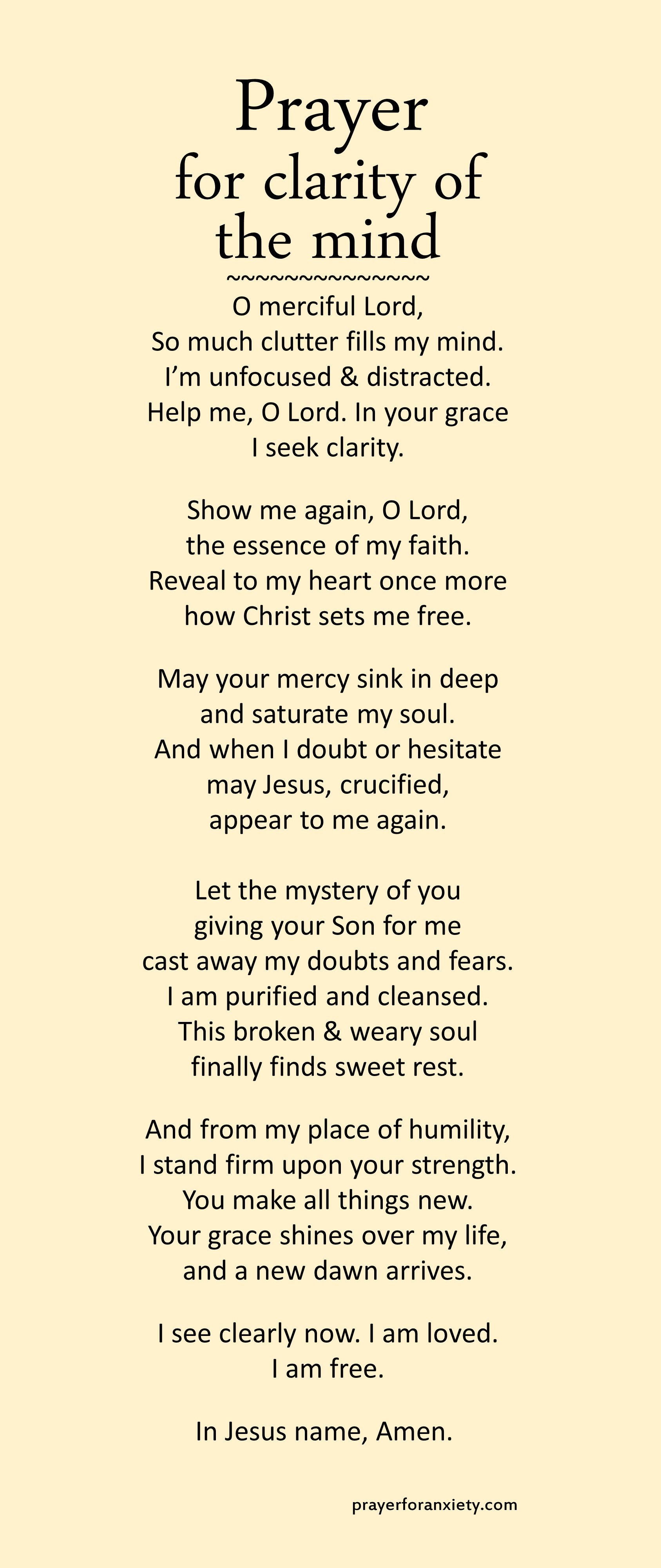 Prayer for clarity of the mind | Prayer For Anxiety
