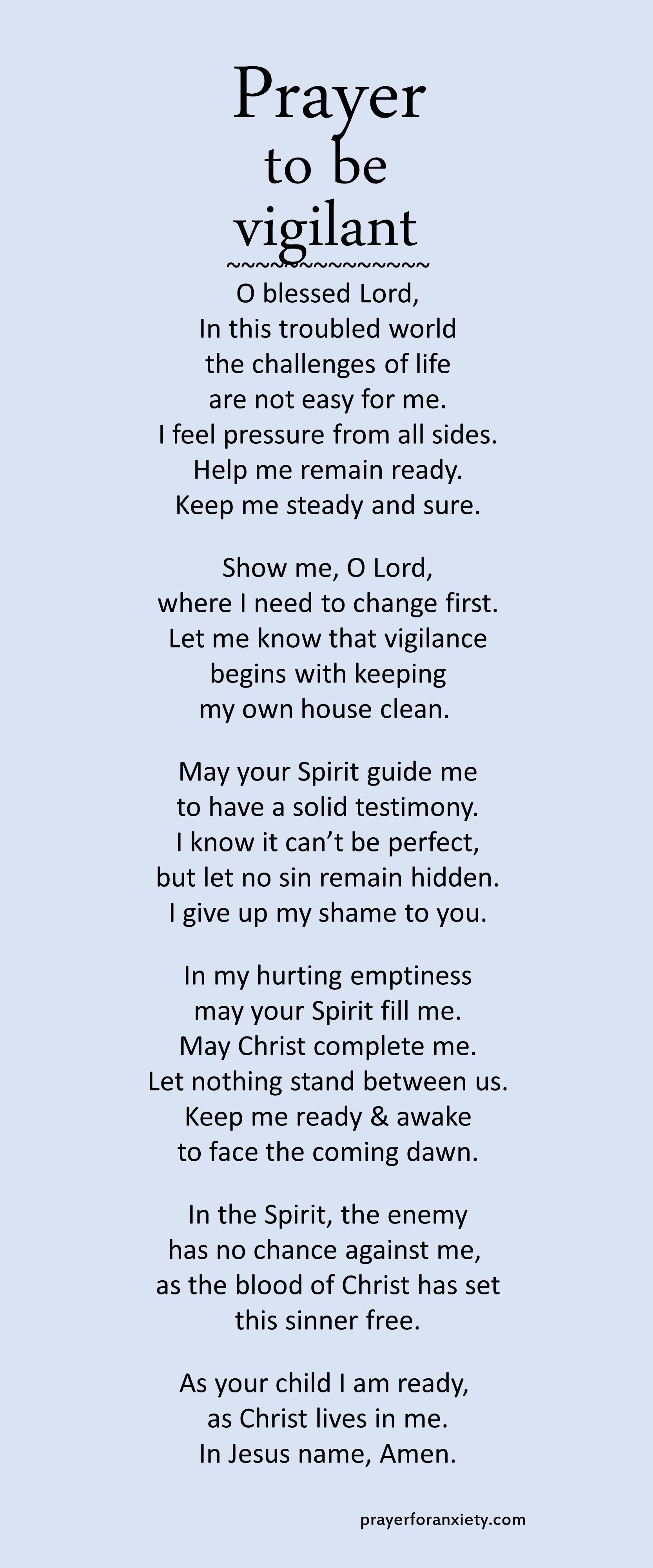 Prayer to be vigilant | Prayer For Anxiety