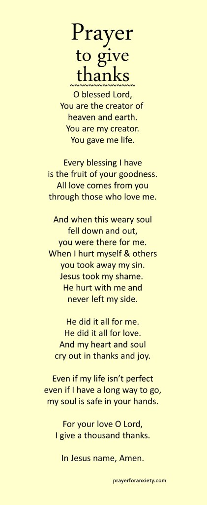 Prayer to give thanks | Prayer For Anxiety