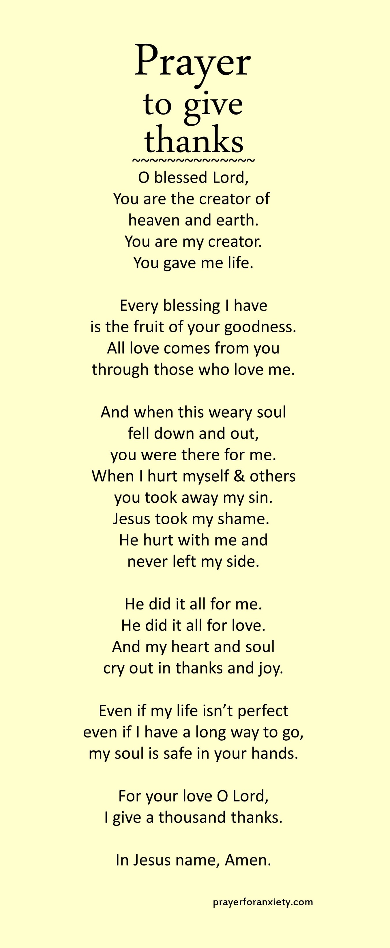 Prayer to give thanks | Prayer For Anxiety