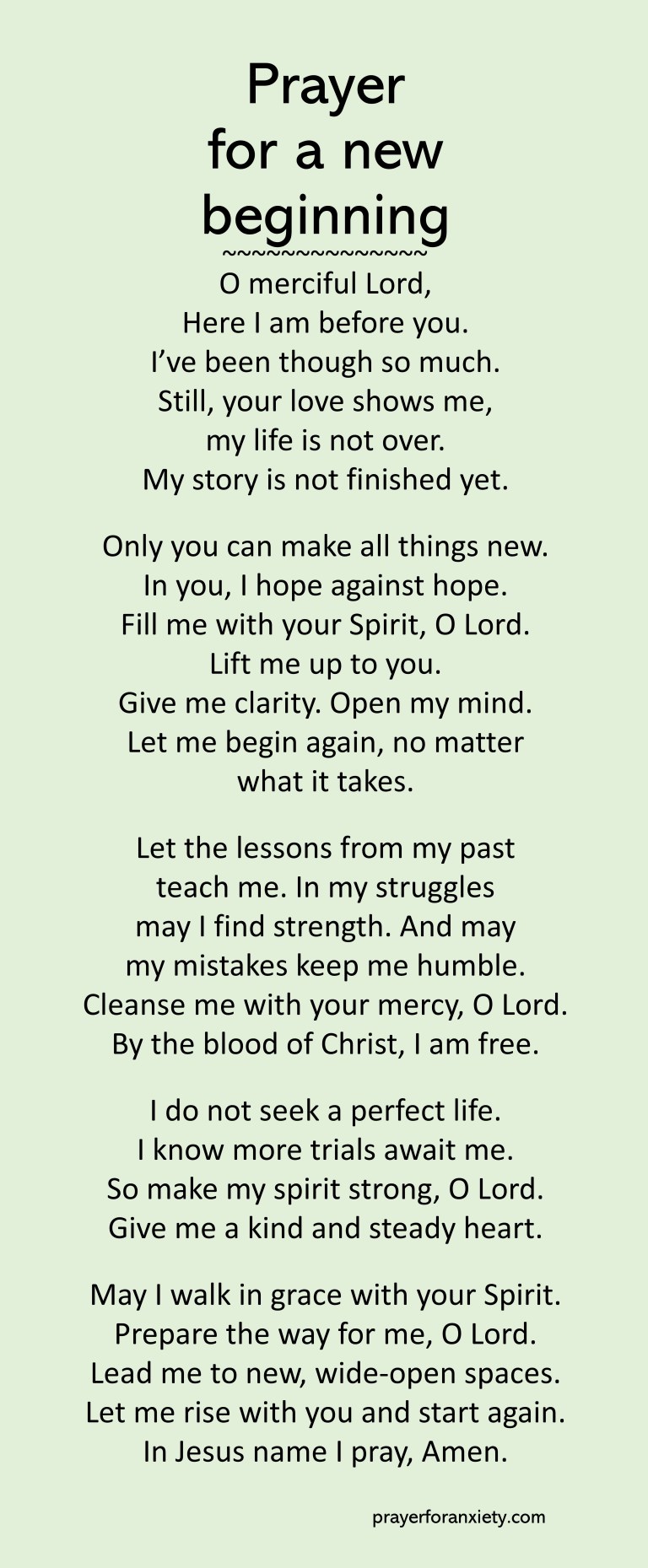 Prayer for a new beginning | Prayer For Anxiety