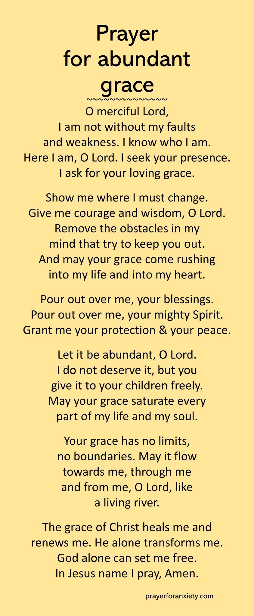Prayer for abundant grace | Prayer For Anxiety